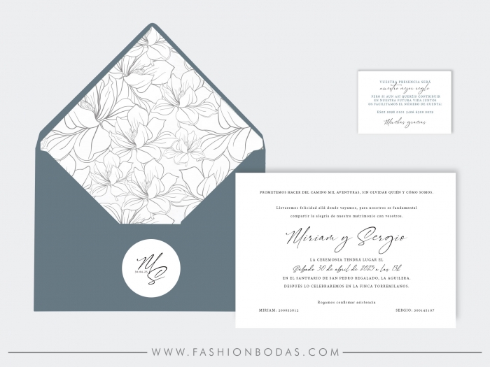 Invitaciones de boda elegante MAGNOLIA LETTER | Sencilla y Moderna ...