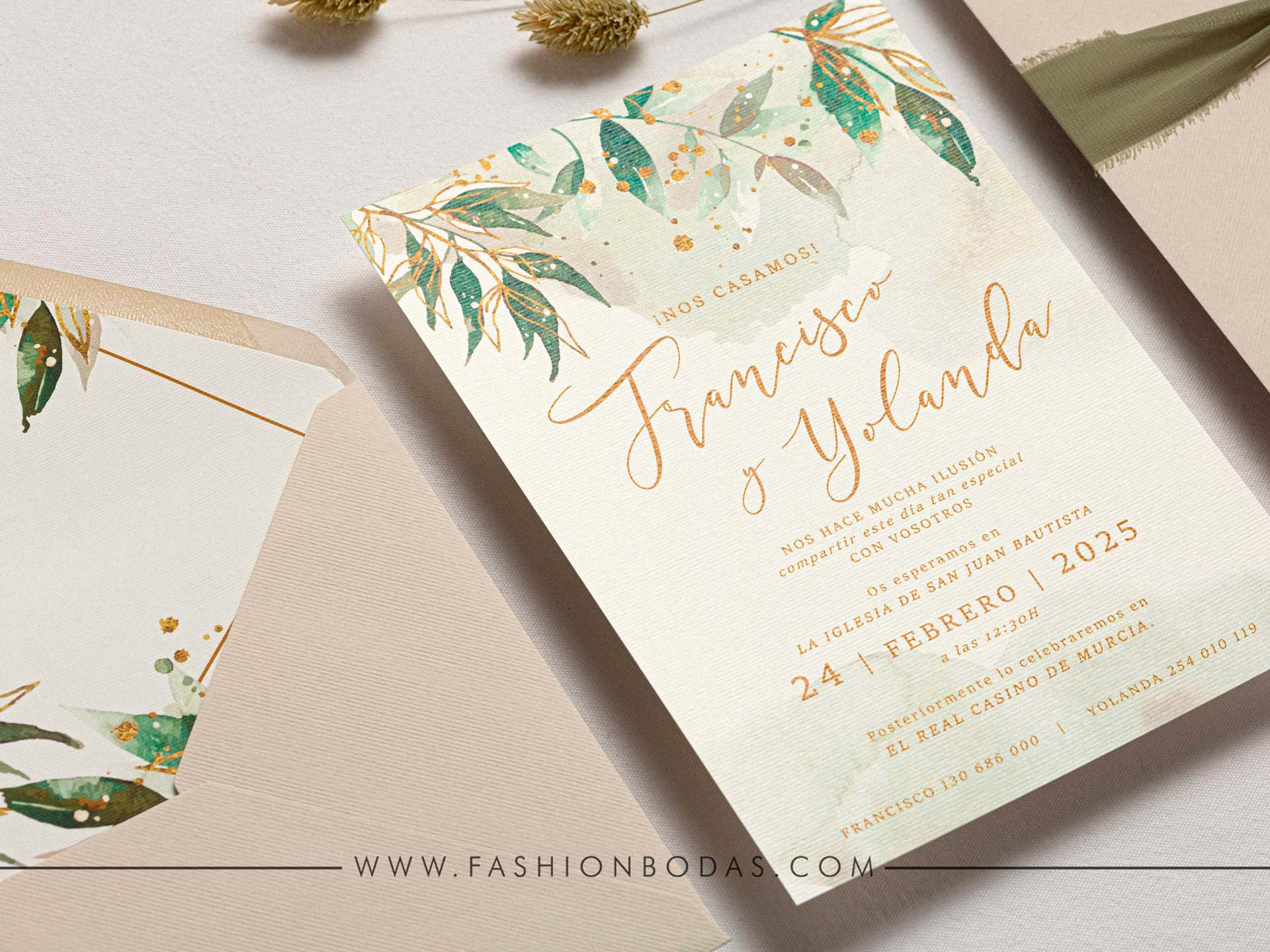 Invitaciones de boda moderna Flores Pastel | Sencilla y Natural Color ...